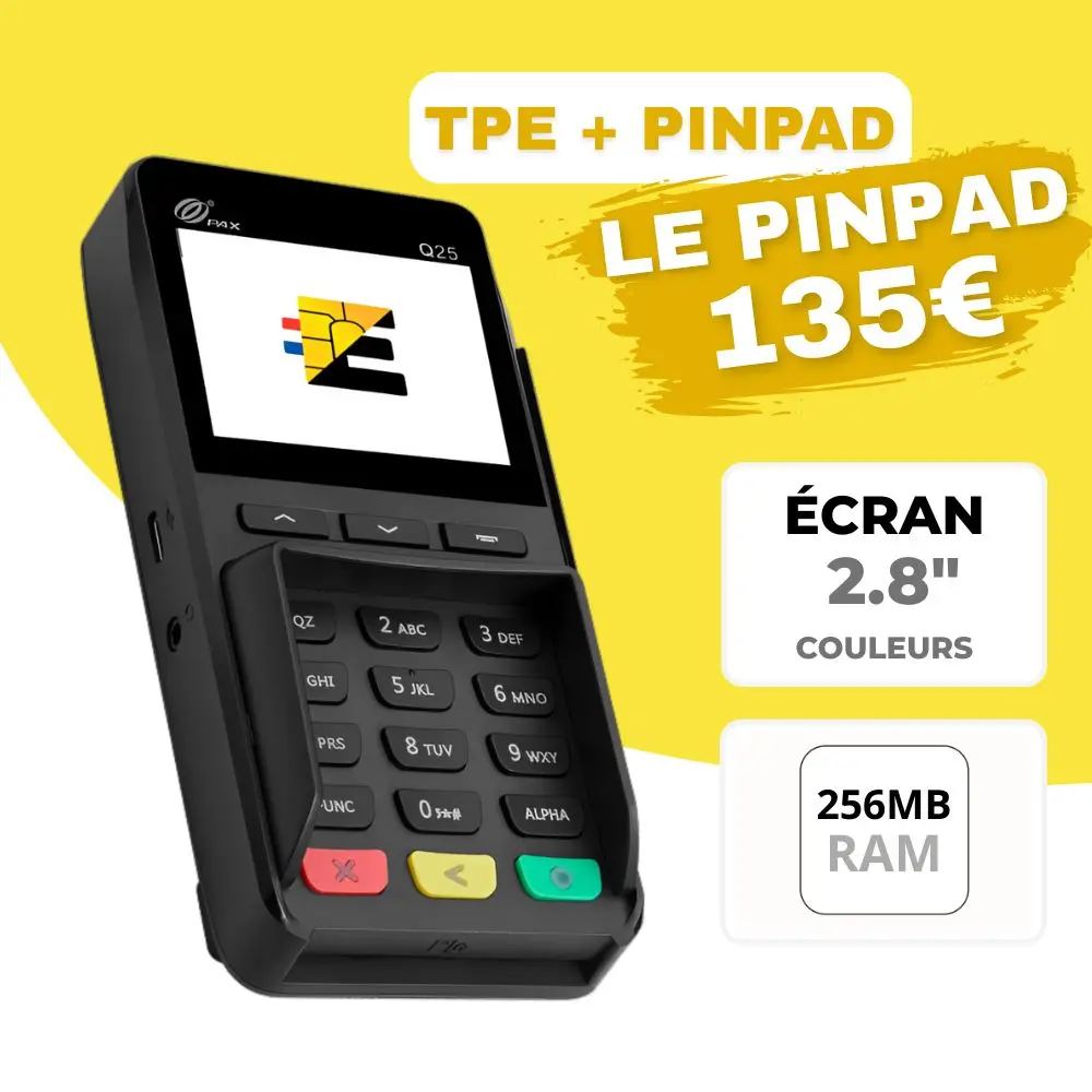 PAX Q25 Pinpad pour TPE A8500 Sans Contact | E-monétique
